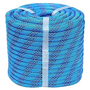 YUZENET Braided Polyester Arborist Rigging Rope (3/8 inch X 100 feet) High Strength Outdoor Rope for Rock Climbing Hiking Camping Swing, Blue/Red