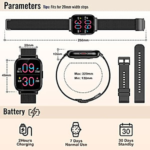 Smart Watches for Women Men(Call Receive/Dial),Fitness Tracker Waterproof Smartwatch for Android iOS Phone with Text and Call Bluetooth Sport Watch Heart Rate Blood Pressure Sleep Monitor Pedometer
