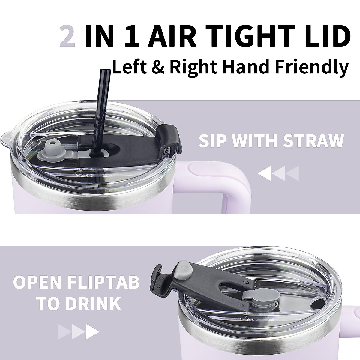 StarSpeed 40 oz Tumbler with Handle and Straw Lid | Stainless Steel Water Bottle Travel Mug Reusable Insulated Cup With Lid And Straw, Keep Cold Heat and Ice for Hours(40oz,Orchid)