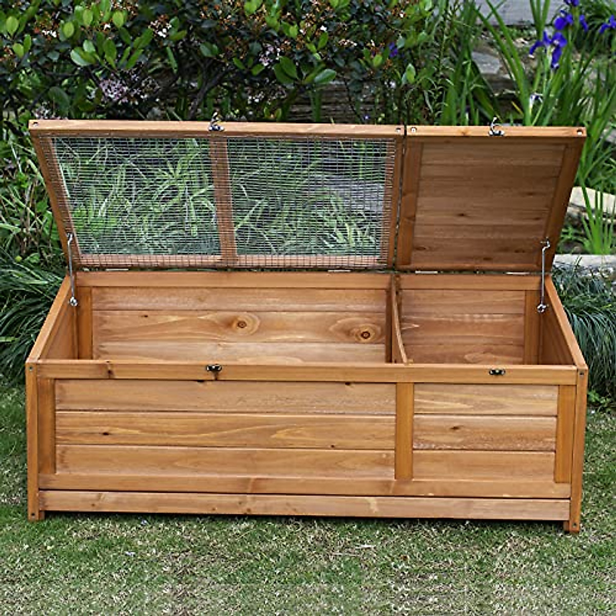 Ogrmar 38" x 13" x 24" Wooden Tortoise House Large Tortoise Habitat Enclosure Cage with Removable Bottom for Indoor & Outdoor Small Animals and Reptile