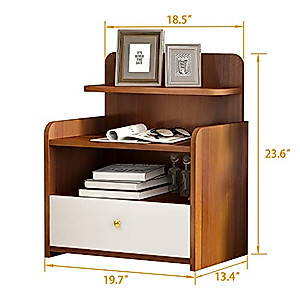 Koifuxii Mid Century Modern Nightstand,Small Nightstand,Nightstand with Drawer,Wood Nightstand,Storage End Table,Night Table for Bedroom,Brown