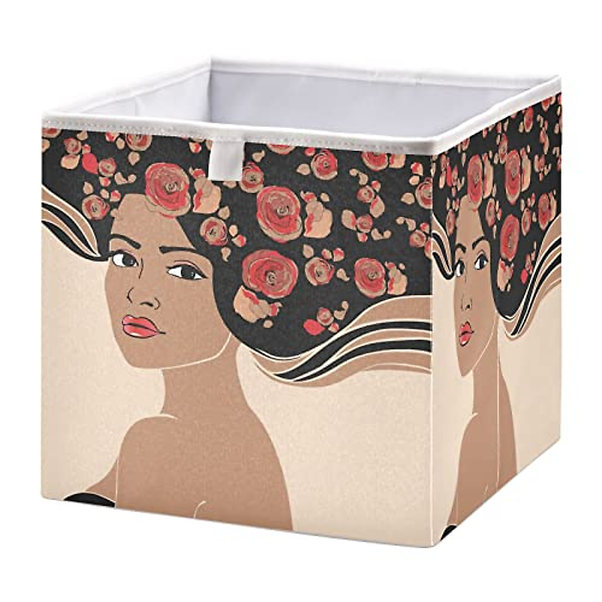 Girl Hair Roses Storage Basket Storage Bin Square Collapsible Toy Bins Clothes Toys Bin Organizer for Childrens Toys Playroom