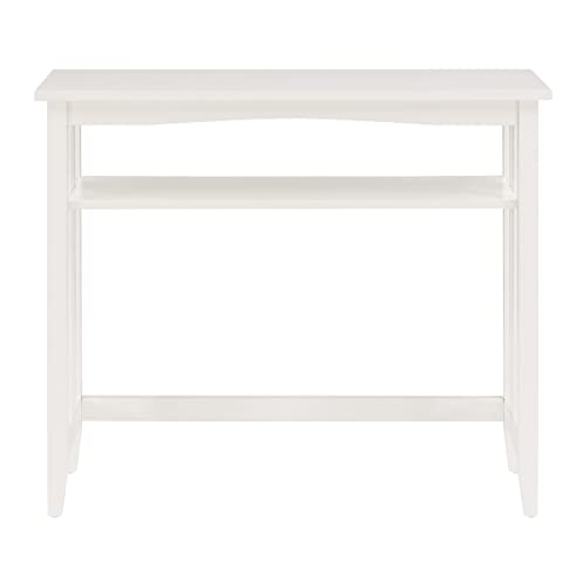 OSP Home Furnishings Sierra 36-Inch Foyer Table with Lower Storage Shelf and Mission Style Side Panels, White