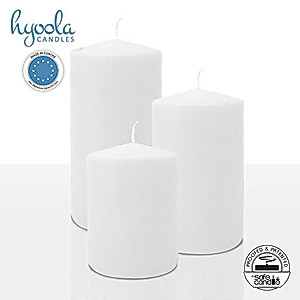 HYOOLA White Pillar Candles 3x6 Inch - Unscented Pillar Candles - 6-Pack - European Made