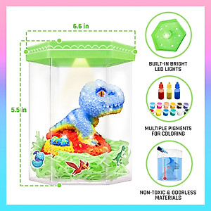 Crystal Growing Kit, Light-Up Dinosaur Terrarium Kit, Grow, Paint & Decorate Your Own Dinosaur, DIY STEM Project Educational Arts and Crafts Set, Gift Idea for Boy & Girl Aged 8 9 10 11 12+ (Upgraded)