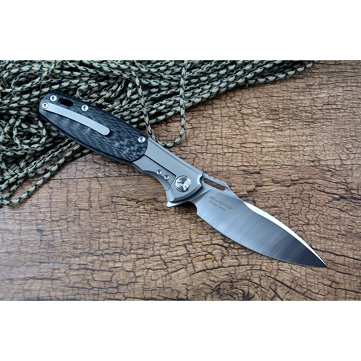 TWO SUN Pocket Knives M390 Blade Titanium Carbon Fiber Handle for Tactical Hunting Gift TS162