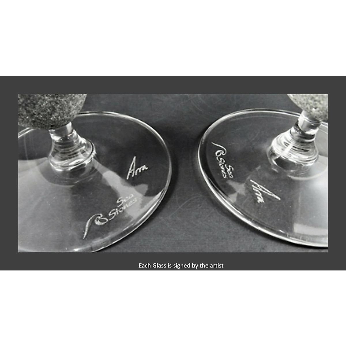 Sea Stones “Touchstone” Universal Wine Glass Set of 2-18oz Thin Rim, Long Stem Summer Glassware - Artisan River and Ocean Stone - Perfect for Birthday, Wedding and Anniversary or New House