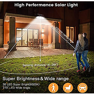 EMANER Outdoor Solar Flood Light Dusk til Dawn, 100W Equiv. Motion Activated Security Light Wireless, Solar Powered LED Spotlight Daylight White 2500mAh Waterproof for Garden/Fence/Gutter, 2-Pack