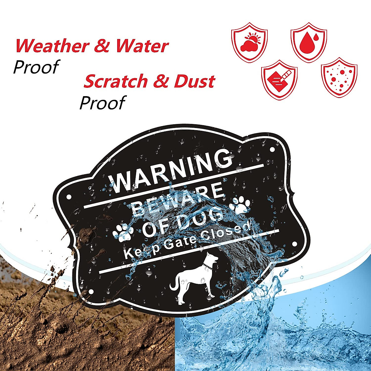 2 Pack Beware of Dog Signs for Fence,10x8 Inch Rust Free .040 Aluminum Metal Yard Sign, Fade Resistant, UV Protected, Weatherproof Warning Dog Sings for Door or Gate