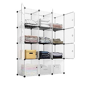 12-Cube Storage Shelf Cube Shelving Bookcase Bookshelf Organizing Closet Toy Organizer Cabinet White Color