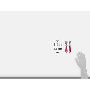 Munchkin® Raise™ Toddler Fork and Spoon Utensil Set, 2 Pack, Bright Pink