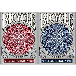 Bicycle Victors Back Vintage Design Playing Cards 2 Deck Set 1 Red & 1 Blue