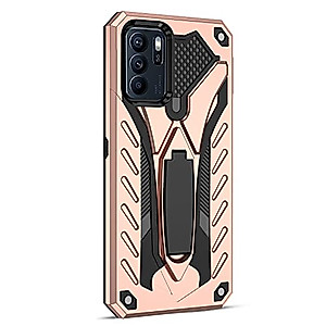 AMAAE Phone Case Compatible with Oppo Reno 6 Pro(5G),Military Grade Strong Two Layer PU+TPU Hybrid Full Body Case,Bracket Protective Dustproof Shockproof Cover (Color : Rose Gold)