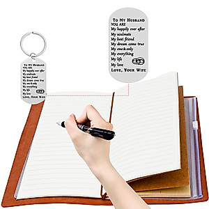 BoomBoomGifts Gifts to Husband from Wife,To My Husband Journal from Wife,Leather Journal Gifts to Husband from Wife,Pocket Watch to Husband,Husband Keychain from Wife,Wife to Husband Gift