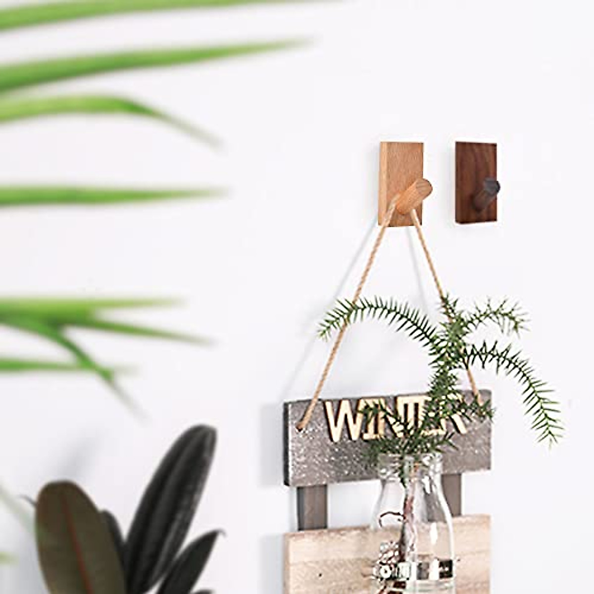 TAOIFY Wood Wall Hooks-(3 Black Walnut Hooks) Handmade Natural Wooden Hooks, Wall-Mounted Hooks, can Hang Clothes, Hats, Hangers, Towels, Heavy Objects