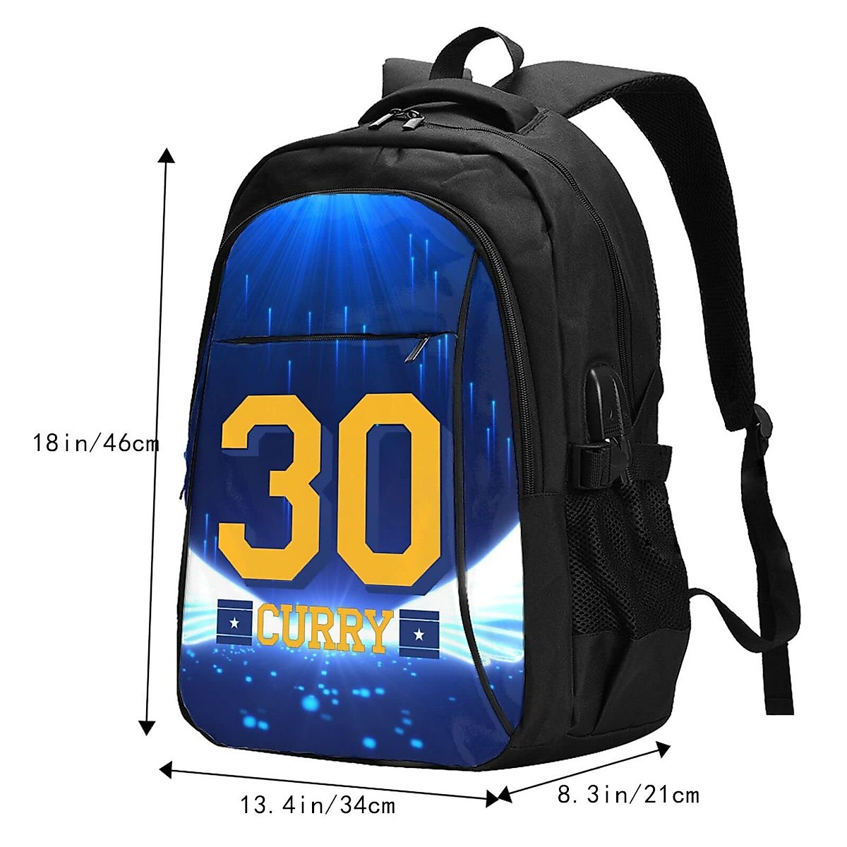 Elehuv Basketball Curry 16IN Laptop Backpack Work Travel College School Anti Theft Computer Bag, Durable Bookbag Travel Daypack With Usb Charging Port for Men Women Teen