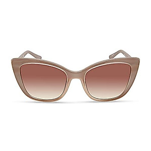 GUESS Women's Retro Inspired Cat Eye Sunglasses, Shiny Beige, 55mm