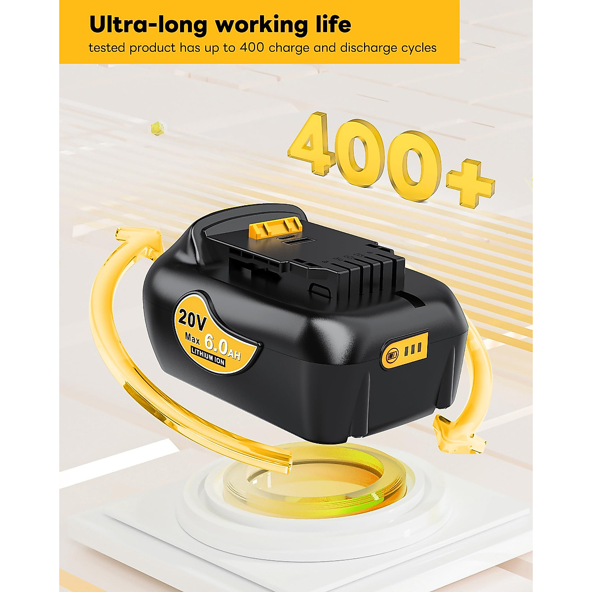 Genuine Capacity 2 Pack 6Ah 20V Max Battery Replacement for Dewalt 20V Battery with USB and USB-C Charging Port, True Capacity Lithium ion Battery Compatible with All 20V Dewalt Cordless Tools