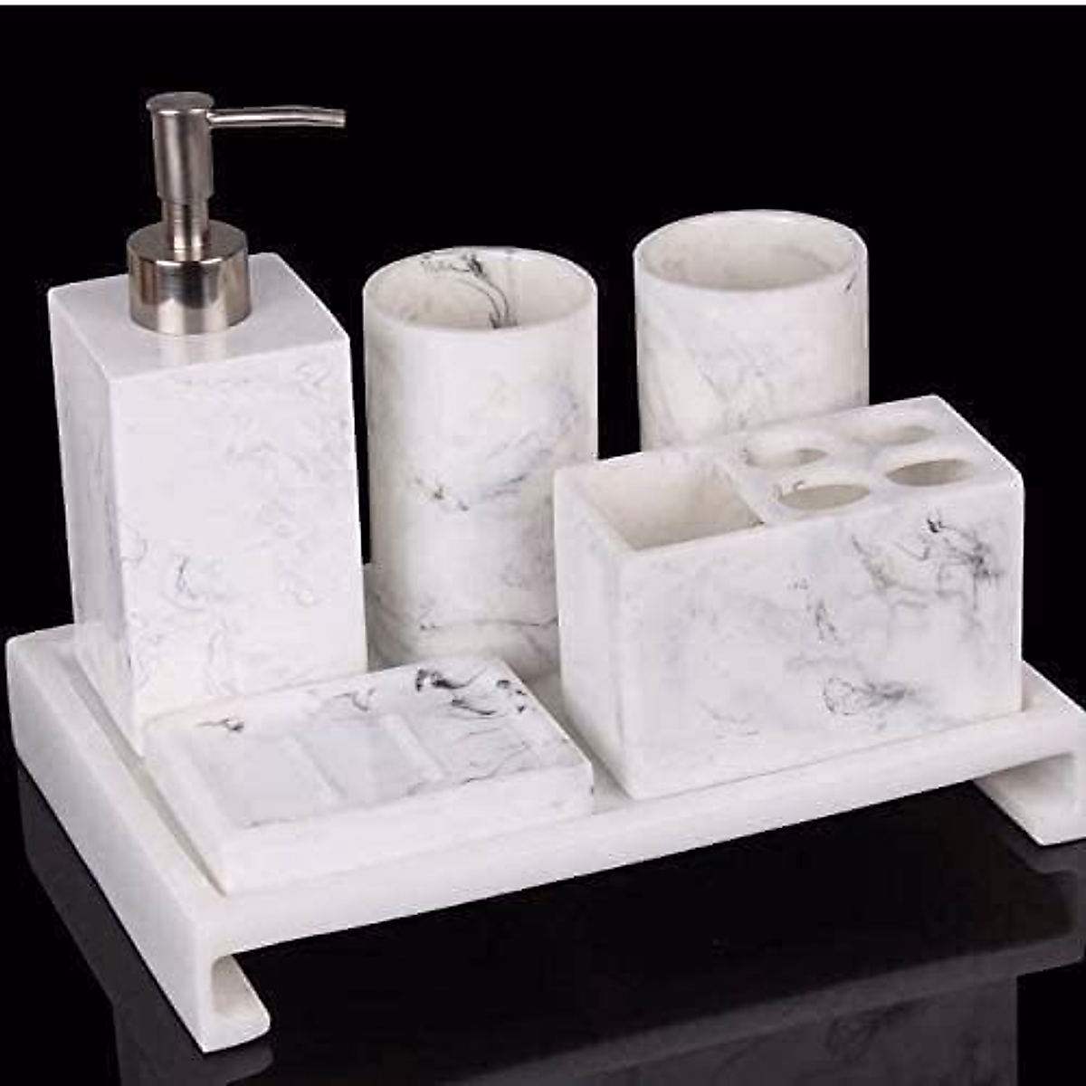 DVTEL Bathroom Supplies Kit Bathroom Set Rinse Set Resin Mouthwash Cup Toothbrush Holder Set (Color : White, Size : 6-Piece Set)