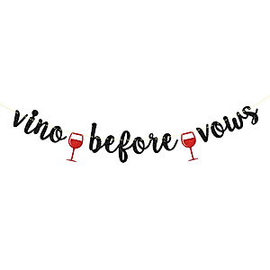 Dill-Dall Vino Before Vows Banner, Bridal Shower Banner, Bridal Shower/Bachelorette Wine Winery Party Decorations (Black)