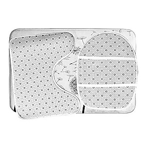HOSNYE Dandelion Bathroom Rugs and Mats Sets 3 Piece Black and White Bath Mat U-Shaped Contour Shower Mat Non Slip Toilet Lid Cover