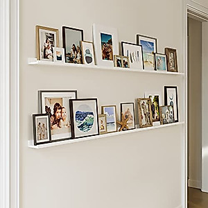 You Have Space Lagos 80" Ledge Wall Shelves, Floating Shelves for Living Room Decor, Bedroom, Office, Ultra Long White Picture Ledge Shelf Set of 2