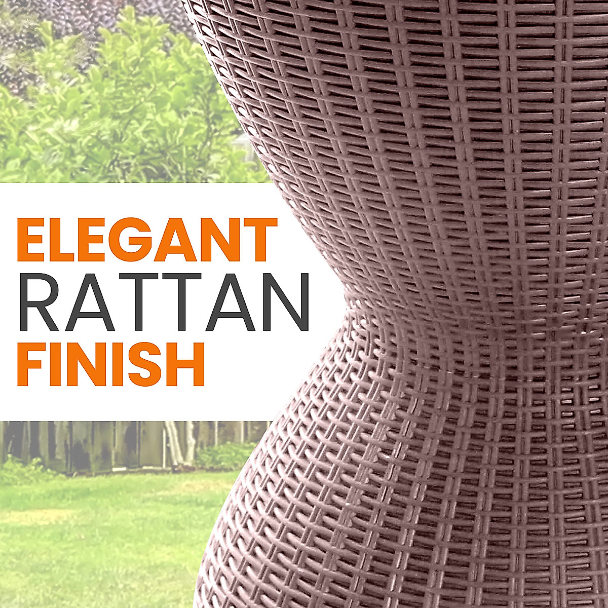 SereneLife Outdoor Cool Bar Table, 7.5 Gallon Beer and Wine Cooler, Patio Furniture & Hot Tub Side Table, Beverage Cooler, All-Weather Resistant Ice Cool Bar, Rattan Style Patio, Cocktail Bar (Grey)