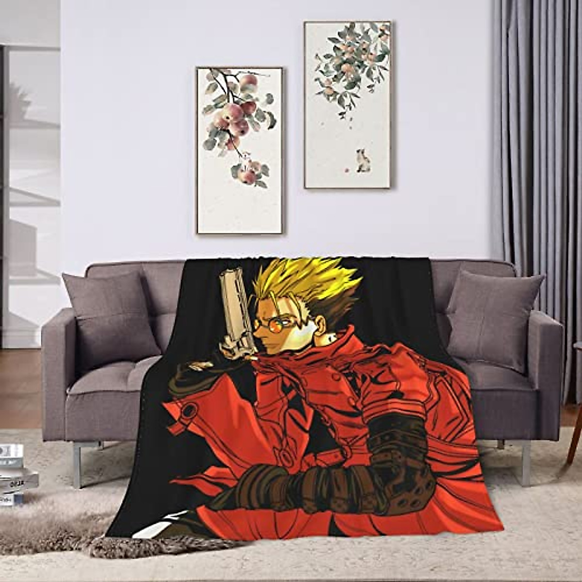 Trigun VASH The Stampede Soft Flannel Fleece Blanket Plush Fuzzy Throw Blankets for Bed Couch Living Room 60"x50"
