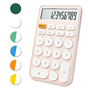 Standard Calculator 12 Digit,Desktop Large Display and Buttons,Calculator with Large LCD Display for Office,School, Home & Business Use,Automatic Sleep,with Battery (Pink and White)