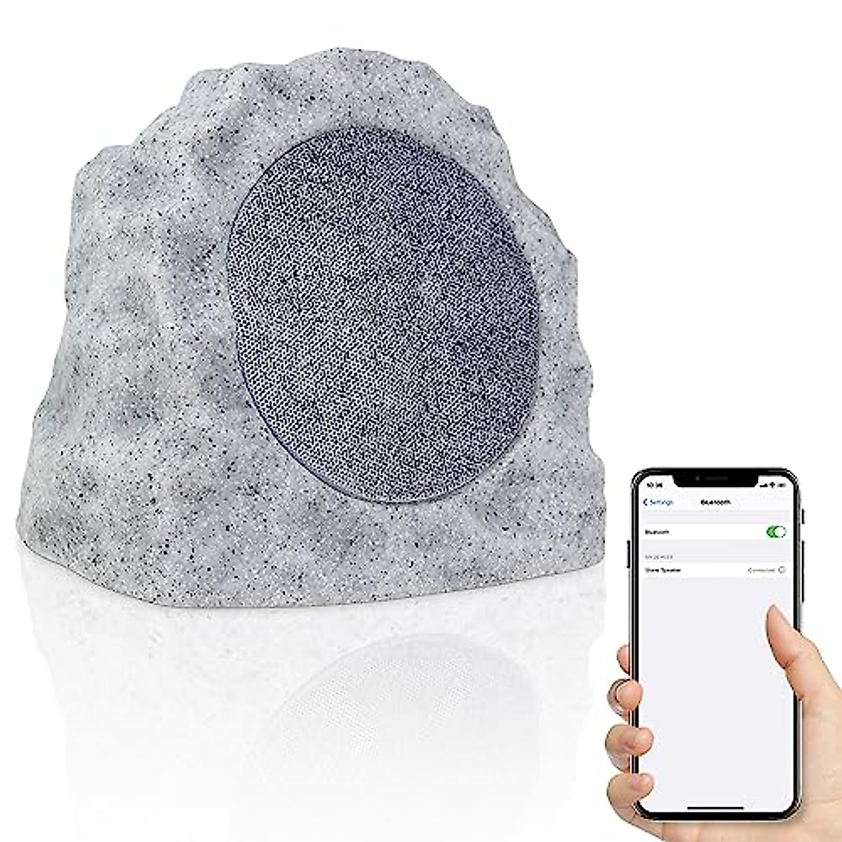 NiceBuy Rock Speakers Outdoor Waterproof Bluetooth Wireless Solar Powered Rock Speaker System Rechargeable with Lights&TWS Pair Function for Patio Outside Garden Deck Yard BBQ