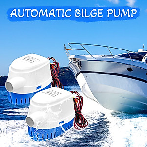 2 Pieces Automatic Bilge Pumps for Boats 12V Submersible Pump with Float Switch Auto Bilge Water Pump (1100GPH)