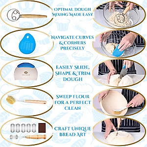 Natural Rattan Banneton Bread Proofing Basket Set - Artisan Sourdough Baking Kit with 10 inch Round Banneton Proofing Basket - Sourdough Bread Baking Supplies for Home Bakers, Baking Gifts for Women