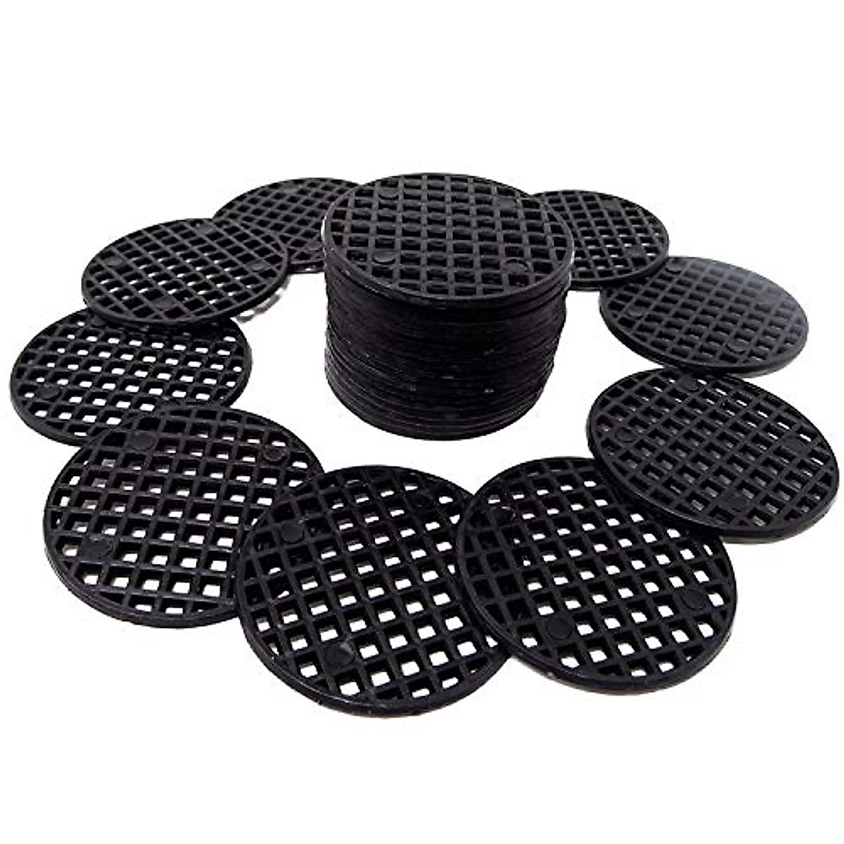 Honbay 100PCS Plastic Flower Pot Hole Mesh Pad Prevent Soil Loss Breathable Gasket Drainage Netting for Bonsai (45mm/1.8 Inch)