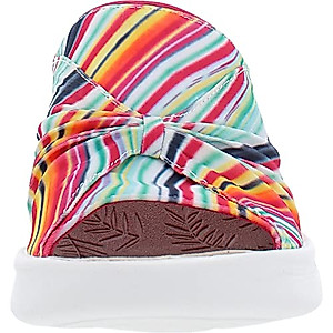 BZees Womens Sunburst Striped Slip On Wedge Sandals Yellow 11 Medium (B,M)