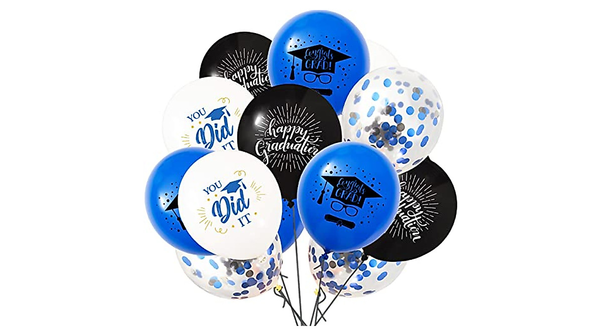 Graduation Balloons Blue 2023 - 40pc Helium Latex Decor