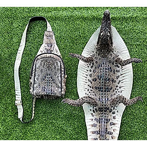 Men Sling Bag Small Crossbody Backpack Chest Bag Alligator Leather One Shoulder Strap Casual Daypack Luxury Original Crocodile for Outdoor Cycling Hiking Travel BACKPACK-55