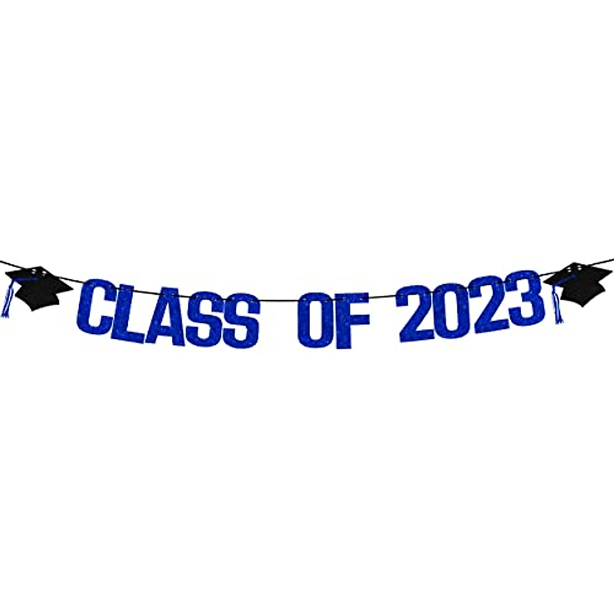 Class of 2023 Banner Blue & Black Glitter, Graduation Baner, Congrats Grad 2023 Banner, Congratulations Graduate 2023 Banner, Graduation Cap Decorations, 2023 Graduation Party Decorations