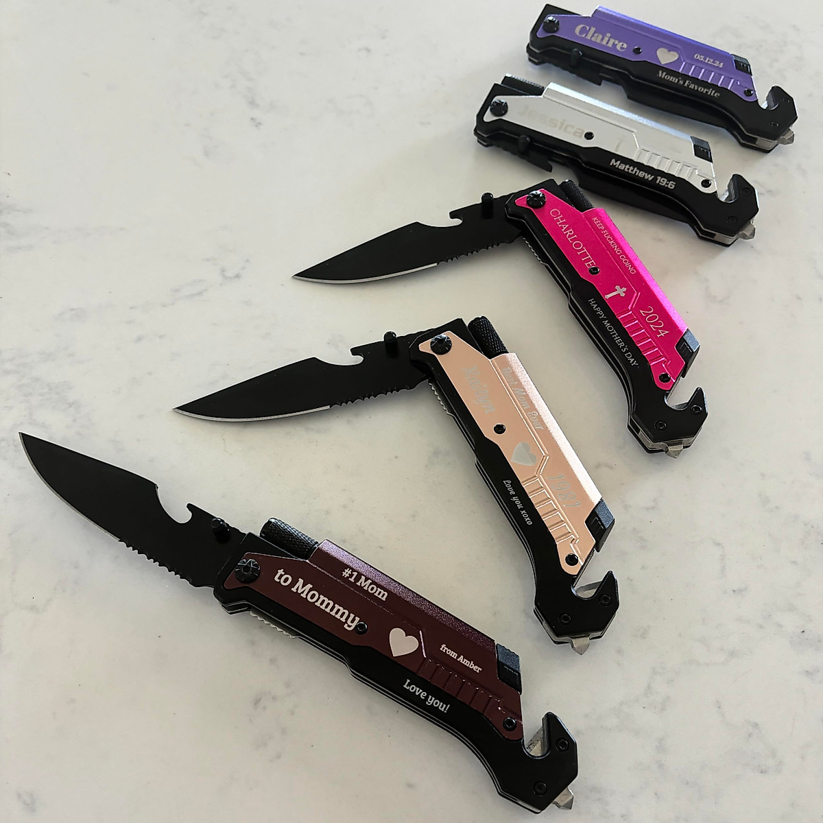 Home and Plan Personalized Engraved Pocket Knife Gift, Purple - Customized Pocket Knives Christmas Gifts for Men & Women with Velvet Pouch