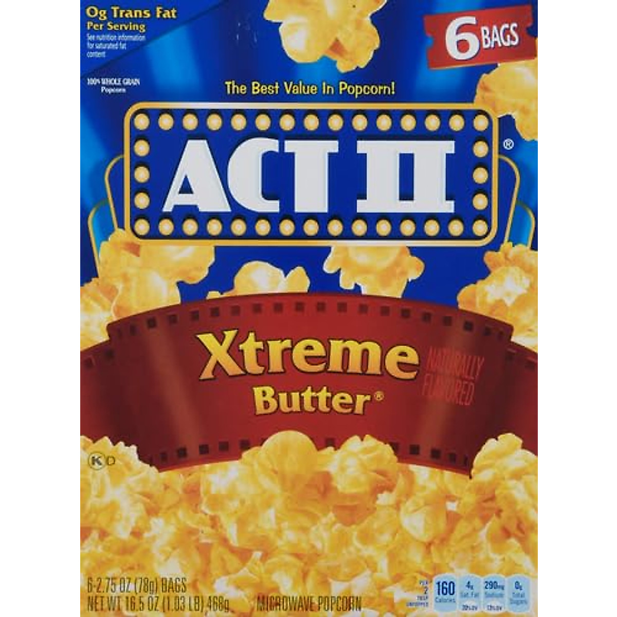 ACT II Xtreme Butter Popcorn, 2.75 Oz, 6 Ct