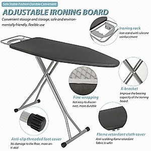 AKOZLIN 48" x 18" Extra Wide Ironing Board with Height Adjustable up to 36",Solid Steam Iron Rest,T-Leg Extreme Stability Foldable Ironing Board for Home Laundry Room Dorm Grey