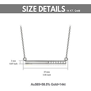 14K Solid Gold Diamond Bar Necklace for Women, 0.1 ct Round Natural Diamond White Gold Bar Pendants Fine Jewelry for Wife, Mom, Girlfriend (E-F, SI2-I1) 16"-18"
