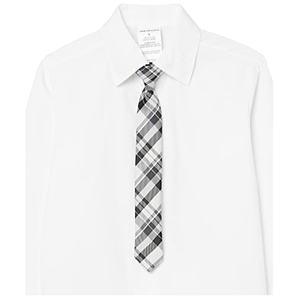 Van Heusen Boys' 4-Piece Formal Suit Set, Vest, Pants, Collared Dress Shirt, and Tie, Black/Red Stripe, 6