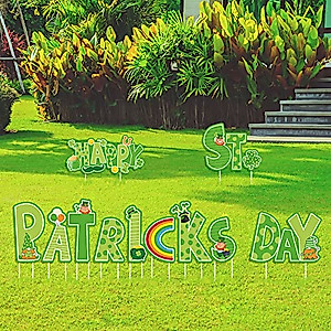 Whaline 11Pcs St. Patrick's Day Yard Signs with 22Pcs Stakes Cartoon Happy St. Patrick's Day Lawn Sign for Indoor Outdoor Home Lawn Decorations Holiday Anniversary Ornaments Party Supplies