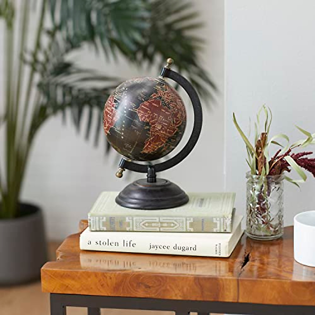 Deco 79 Mango Wood Globe, 6" x 5" x 9", Black