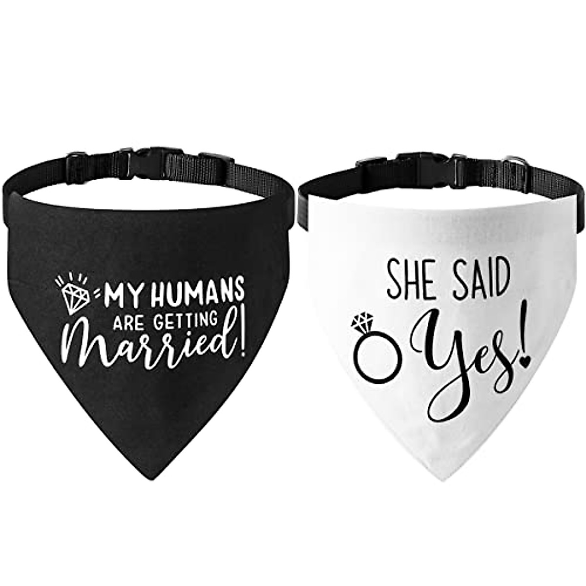 Engagement Gift, My Humans are Getting Married Dog Bandana Collar, Strong D-Ring for Easy Leash Attached Engagement Dog Bandana, Adjustable Dog Collar with Quick Release Buckle for Dogs Cats
