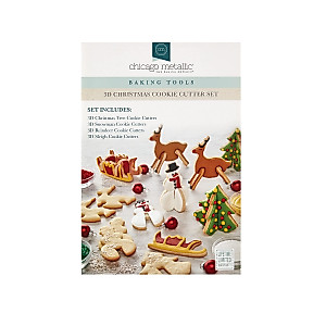 Chicago Metallic Christmas Tree 3D Cookie Cutter Set, 12-Piece, Silver