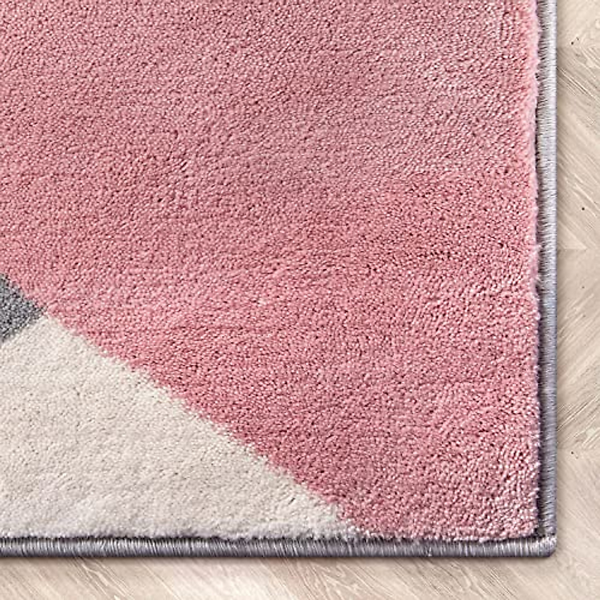 Well Woven Good Vibes Nora Blush Pink Modern Geometric Stripes and Boxes 5'3" x 7'3" 3D Texture Area Rug (GV-87-5)