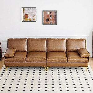 Atopston 106" Sectional Sofa Couch, Mid-Century Modern Decor 4 Seater Sofa, Sectional Sofa Bed for Bedroom Apartment Office, Caramel