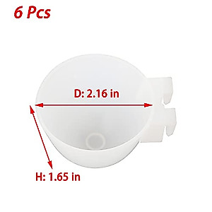6 Pcs Mini Bird Food Bowl Feeder, Parrot Convenient Hanging Container, Plastic Pigeon Bird Cage Dish (White)