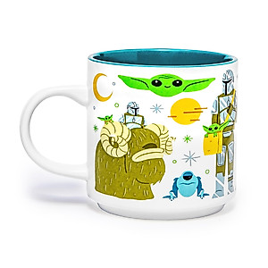 Silver Buffalo Star Wars: The Mandalorian Cartoon Grogu Ceramic Mug | Holds 13 Ounces